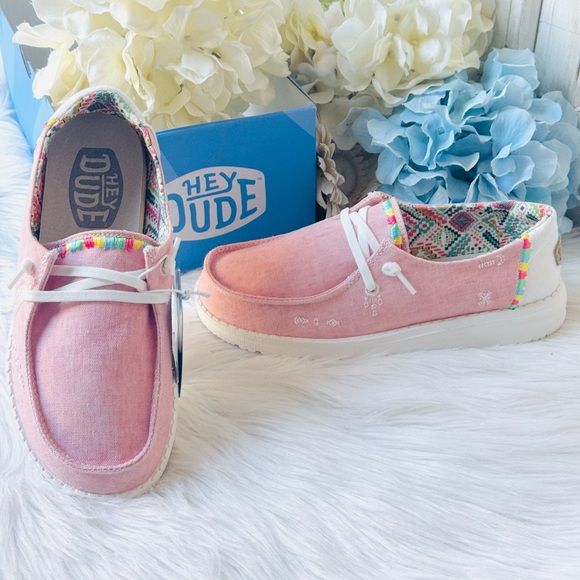 Hey Dude | Shoes | Hey Dude Kids Pink Embroidered Shoes | Poshmark